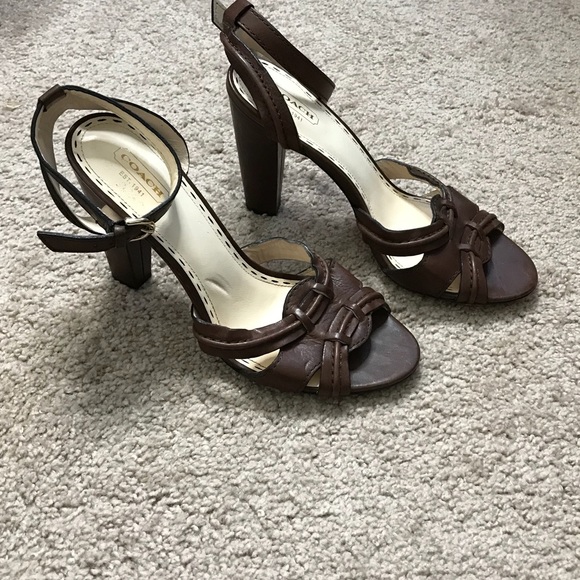 Coach | Shoes | Coach Size 9b Womens Block Heel Leather Sandals | Poshmark